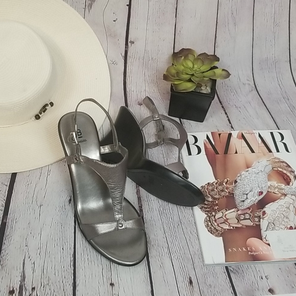 Bakers | Shoes | Bakers Silver Wedge Heels Sandals | Poshmark